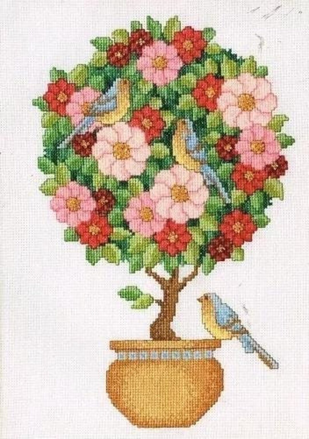 FLOWERS TREE Birds Cross Stitch Pattern DMC Colors Pdf and Xsd Files - Etsy