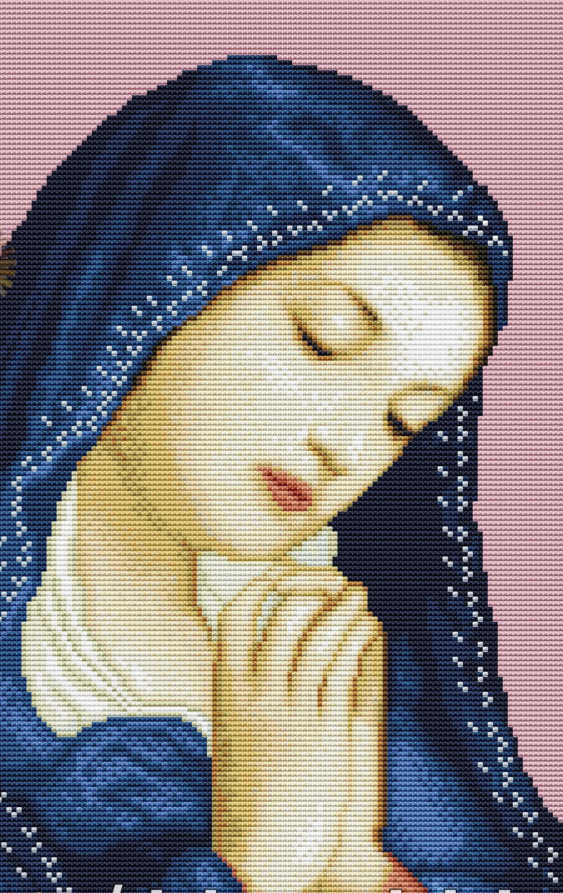 VIRGIN MARY Praying Cross Stitch Pattern DMC Colors Pdf File - Etsy