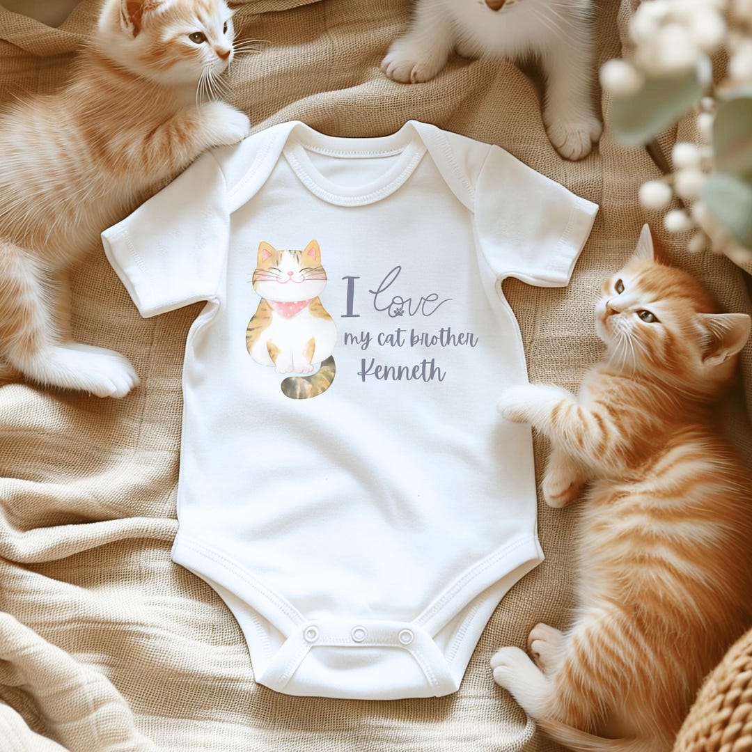 Cat Name Baby Grow, Cat Lover Baby Present, Baby Shower Gift, Birth ...