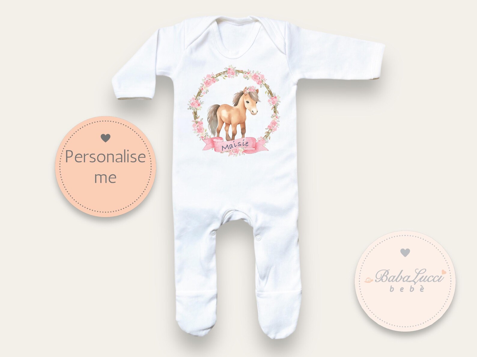 Baby Grow With Cute Pony Print, Baby Shower Gift, Baby Pony Vest ...