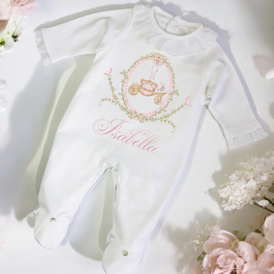 Baby Girl Frilly Lace Baby Grow | Personalised Sleep Suit | Custom Baby ...