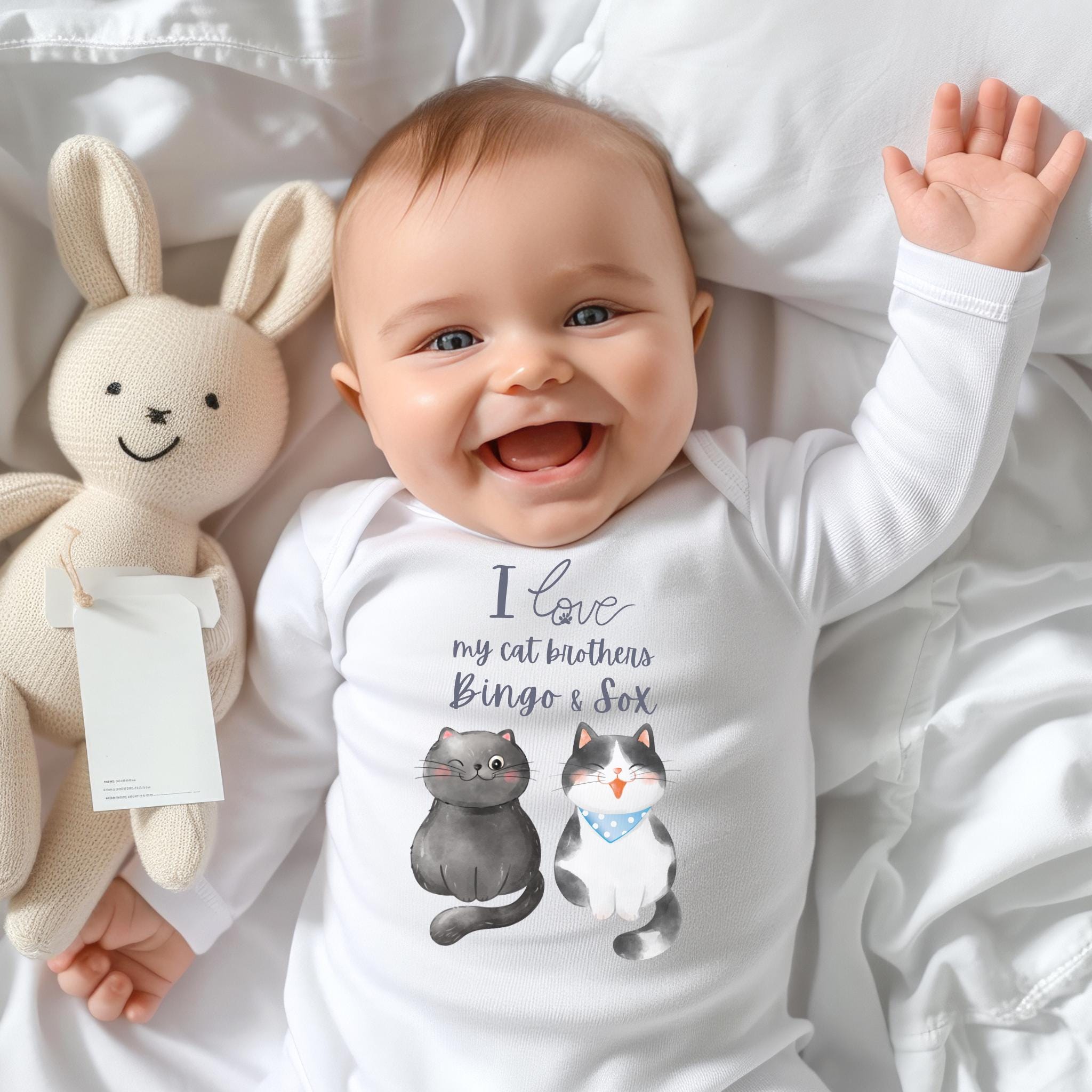 Cat Name Baby Grow, Cat Lover Baby Present, Baby Shower Gift, Birth ...
