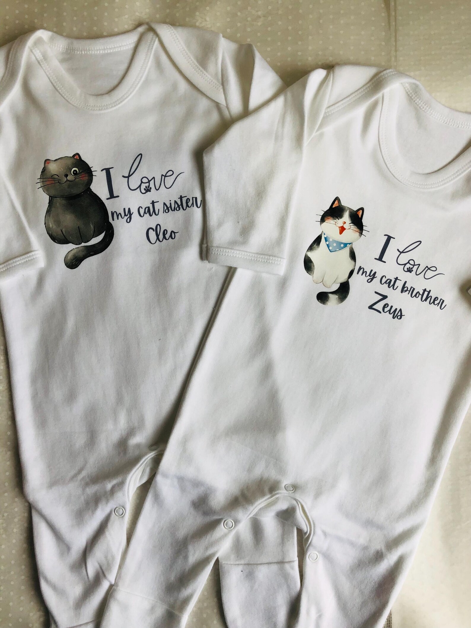 Cat Name Baby Grow, Cat Lover Baby Present, Baby Shower Gift, Birth ...