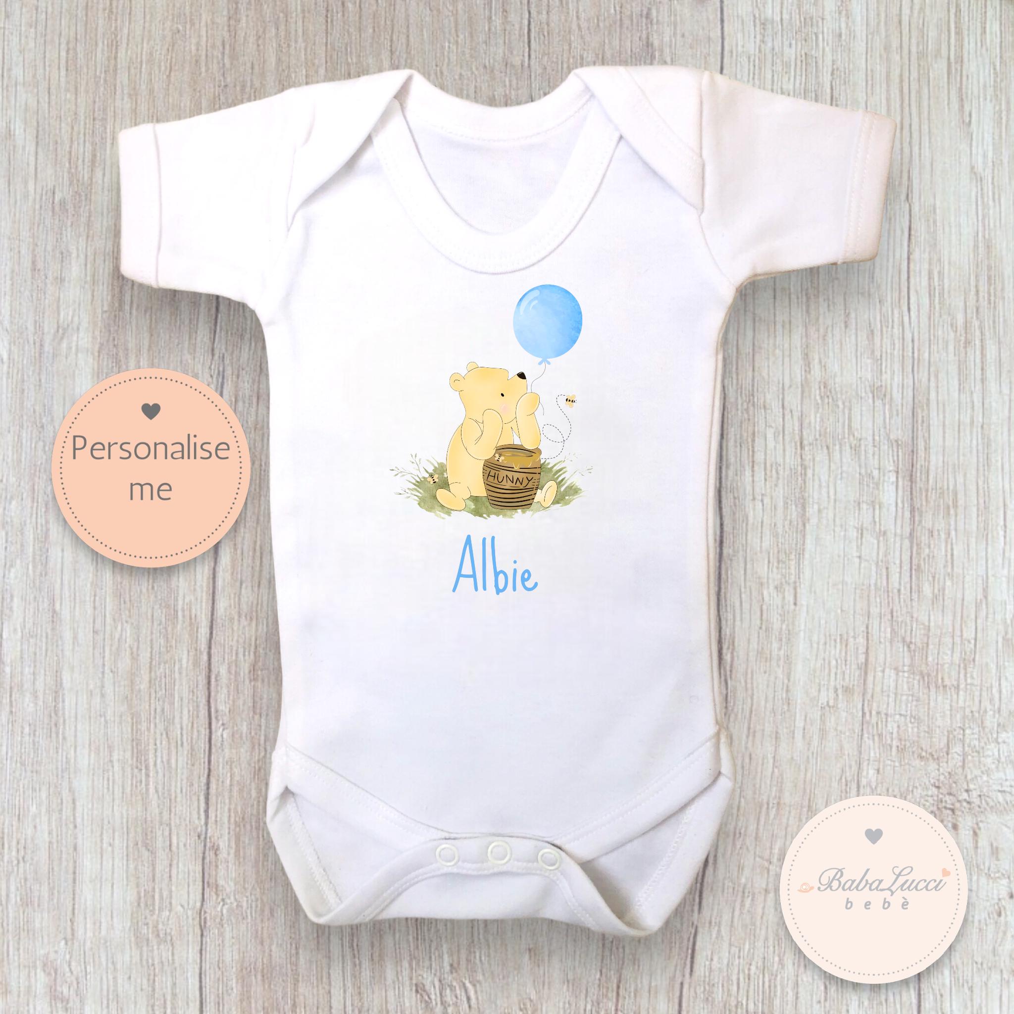 Personalised Winnie the Pooh Baby Clothes, New Baby Boy Gift, Baby ...