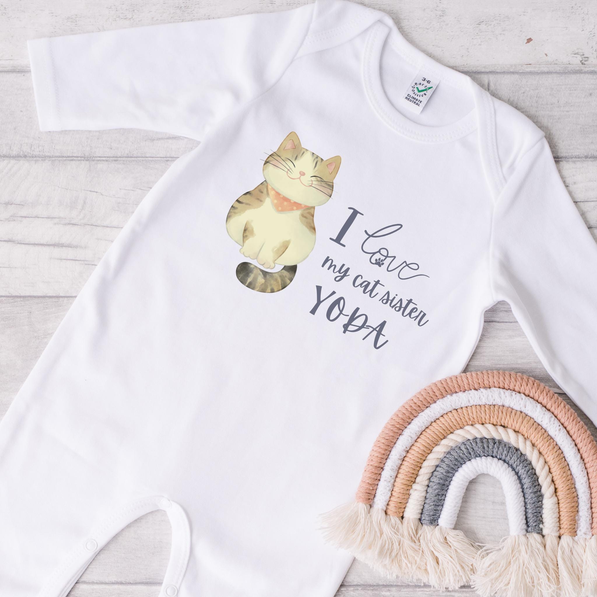 Cat Name Baby Grow, Cat Lover Baby Present, Baby Shower Gift, Birth ...