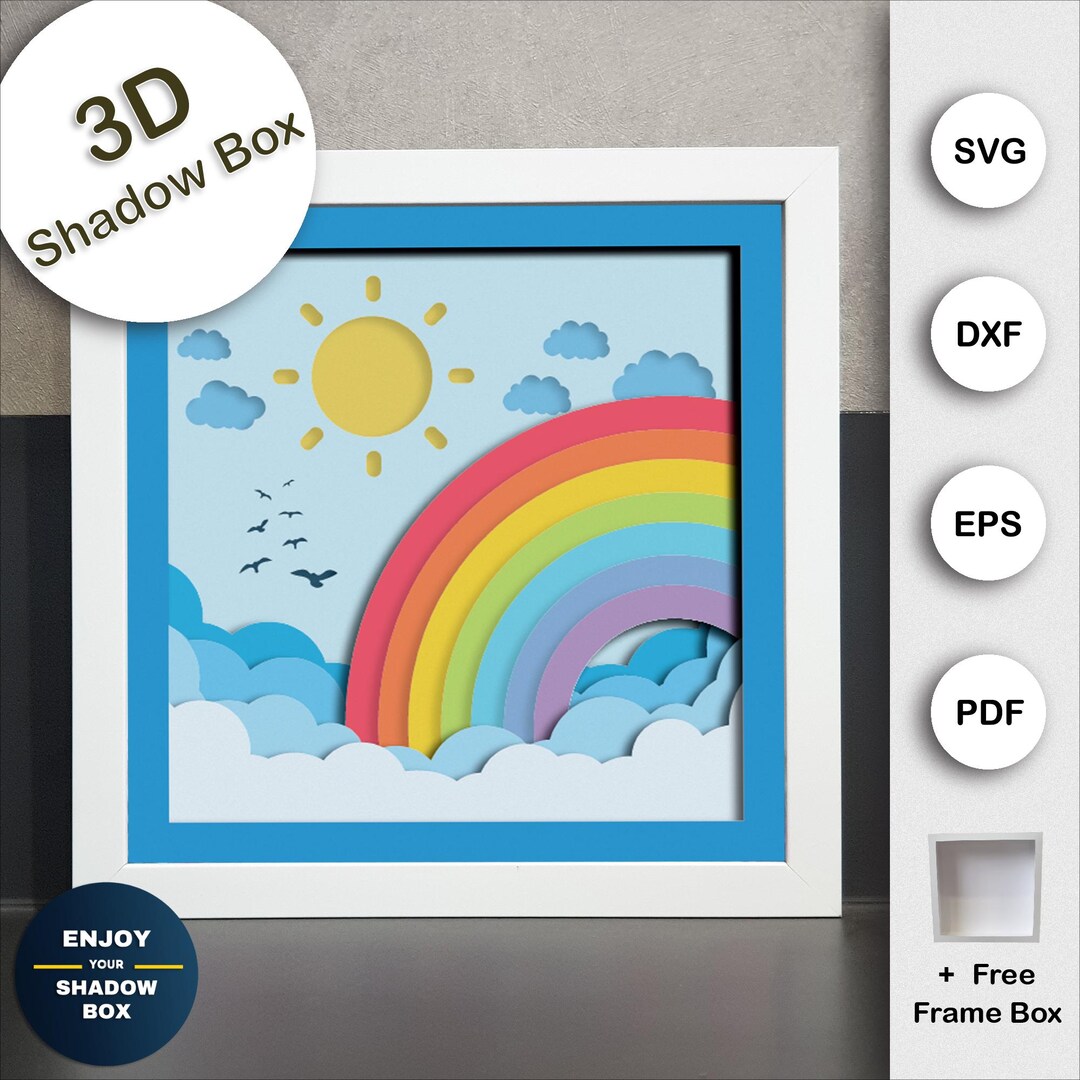 Shadow Box SVG, Rainbow SVG, Multi Layer SVG, 3D Paper Models, 3D ...