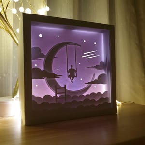 Moon and Cloud Shadow Box SVG, 3D Light Box SVG, Lantern Svg Cricut ...