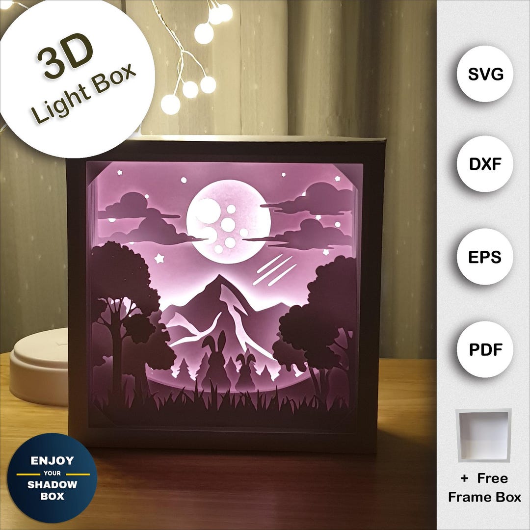 Mountain Shadowbox SVG, 3D Light Box SVG for Cricut Projects, Mountain ...