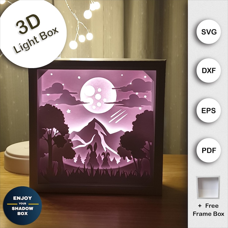 Mountain Shadowbox SVG, 3D Light Box SVG for Cricut Projects, Mountain ...