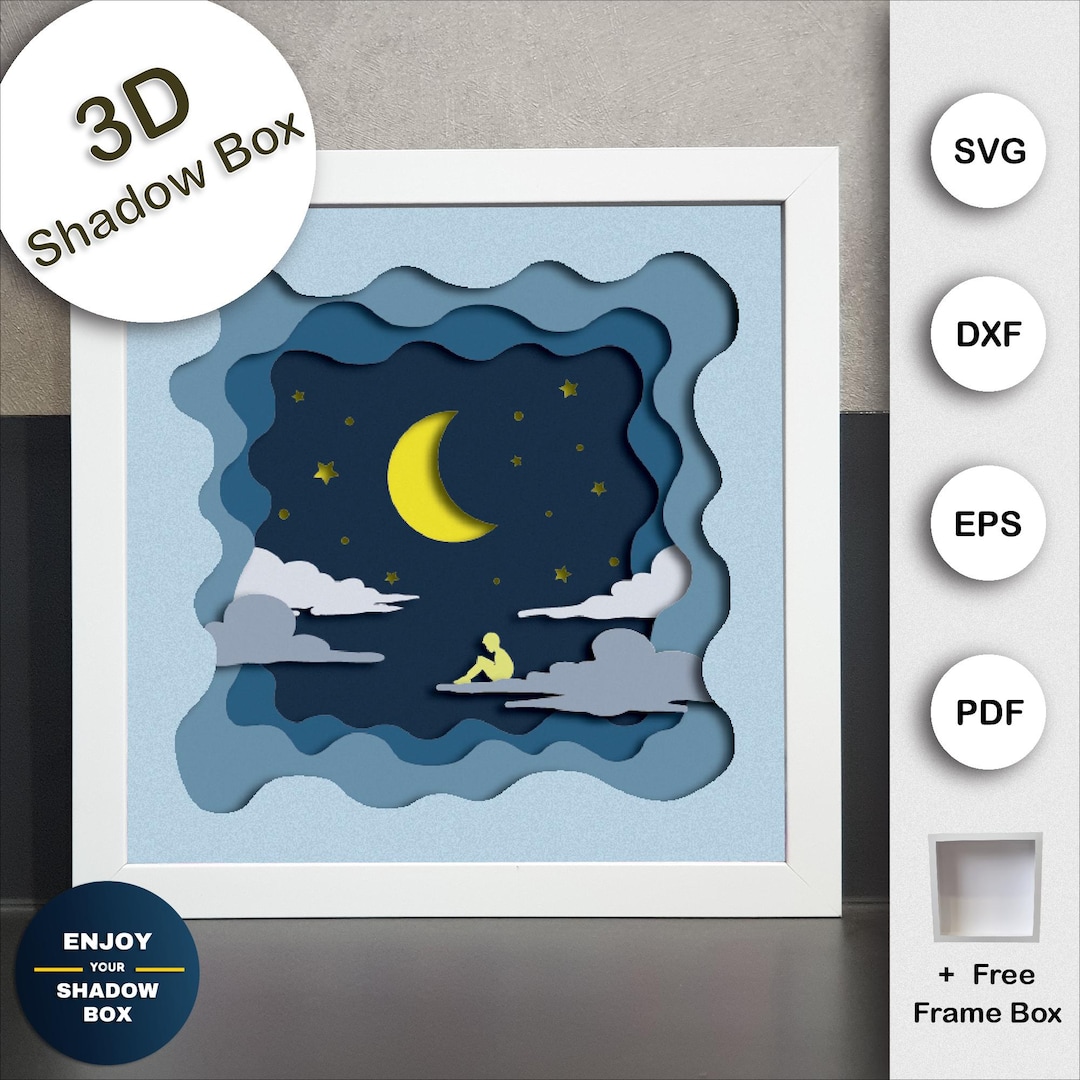 3D Shadow Box, Paper Crafts, Card Box Model, Layered Svg, Paper Cut ...