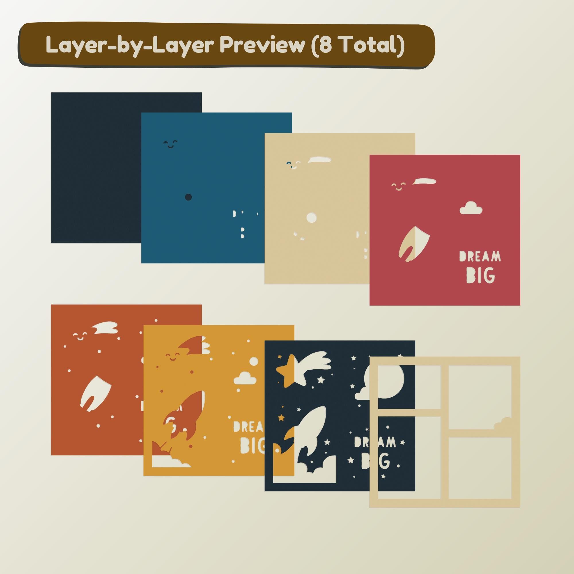 Space Shadow Box SVG, 3D Layered Paper Cut, Rocket & Stars Cricut ...