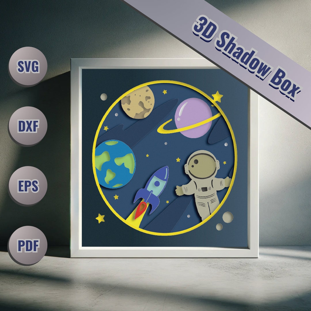 Shadowbox SVG, Multi Layer SVG, Space SVG, Astronaut Art, Layer Paper ...
