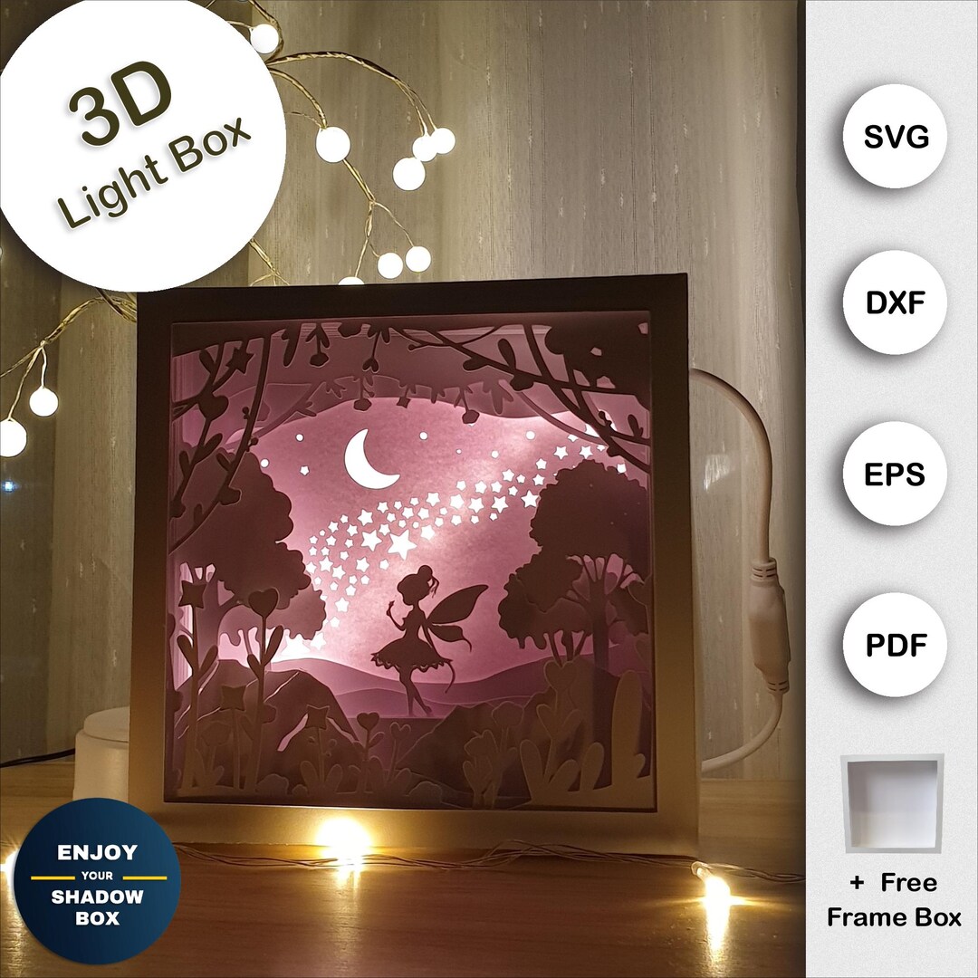 Fairy Shadow Box SVG, Angel Shadow Box 8x8, 3D Shadow Box Template, 3D ...