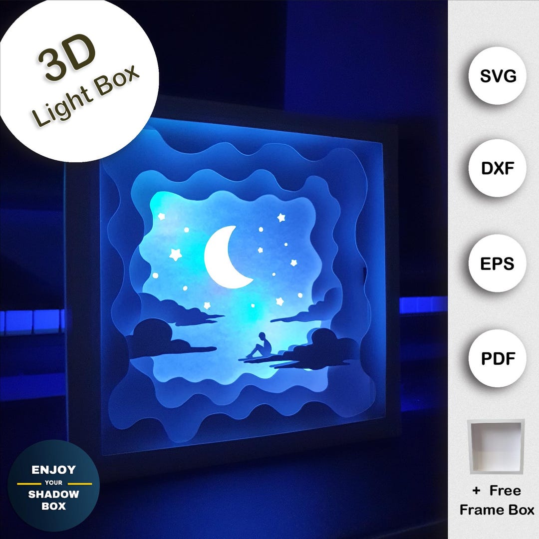 3D Light Box, Layered Paper Art, Multilayer SVG, Card Box Model, Paper ...