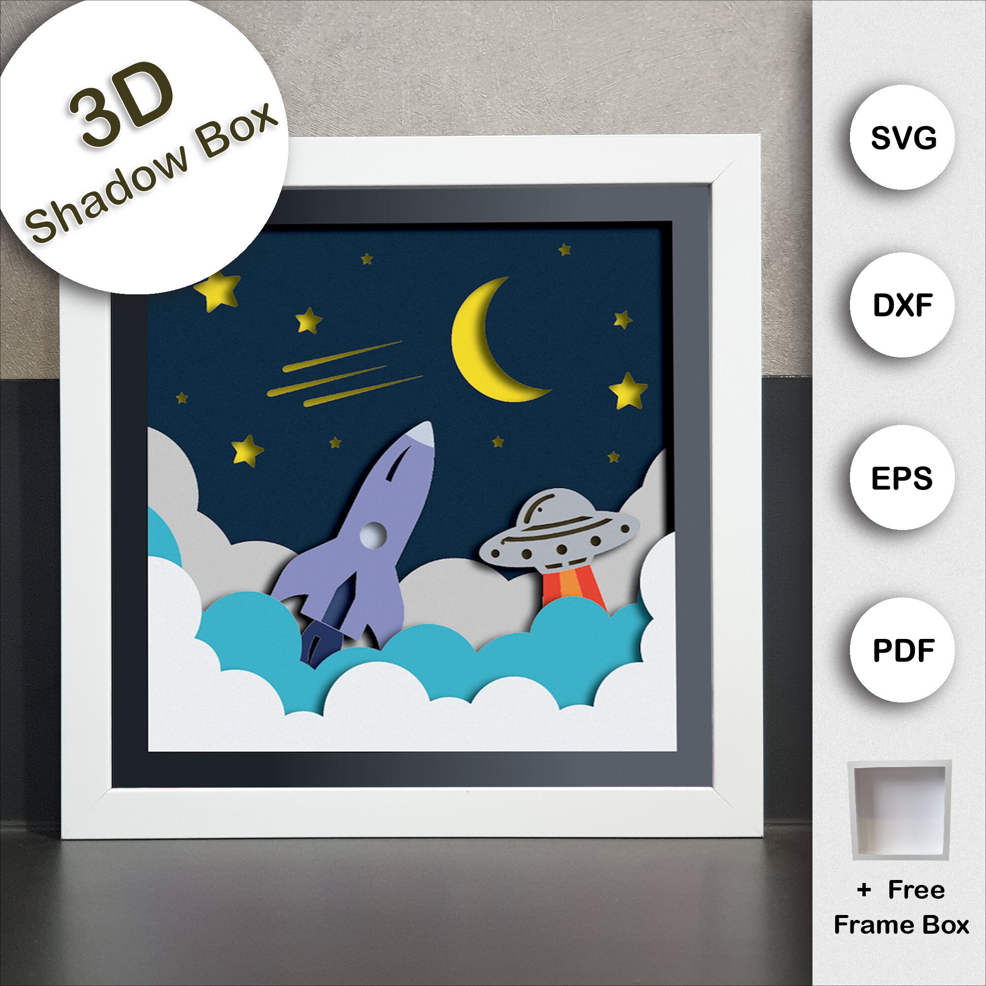 3D Shadow Box, Paper Crafts, Multilayer SVG, Card Box Model, SVG ...