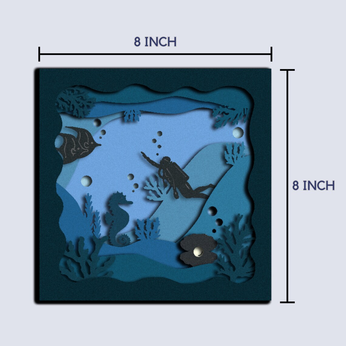3D Shadow Box, Ocean Svg, Paper Crafts, Multilayer SVG, Card Box Model ...