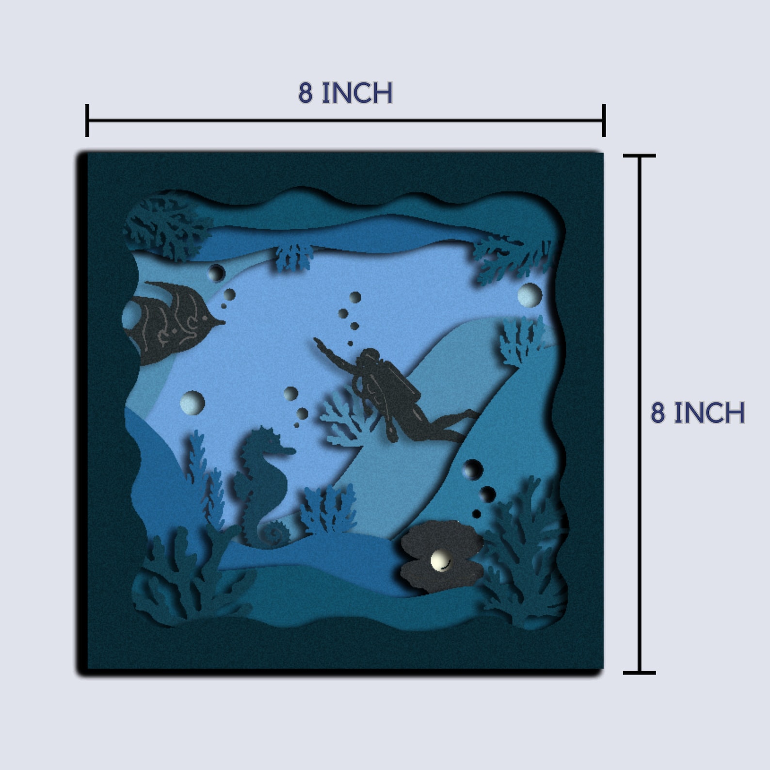 3D Shadow Box, Ocean Svg, Paper Crafts, Multilayer SVG, Card Box Model ...