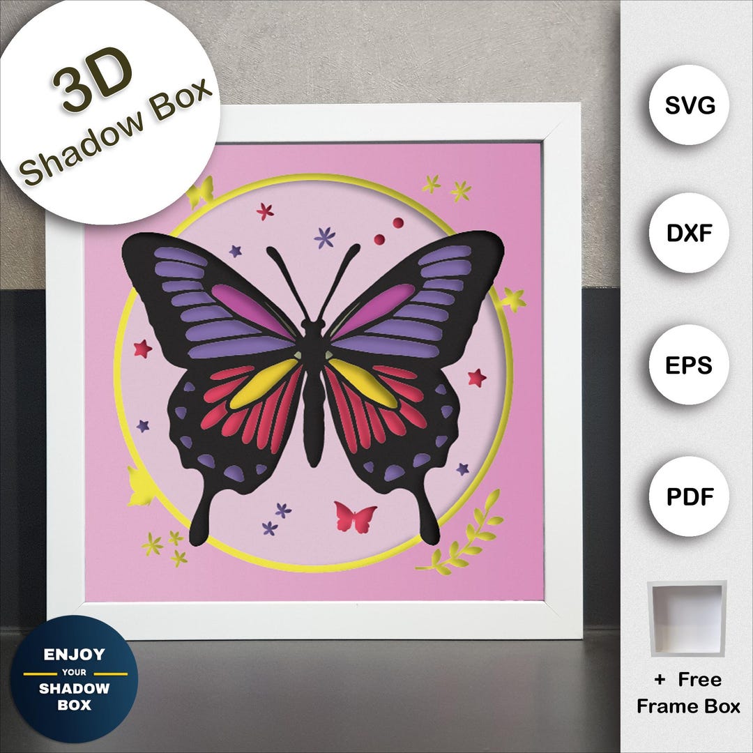 3D Shadow Box SVG, Multi Layer Svg, Butterfly Svg Cut File, Layered Svg ...