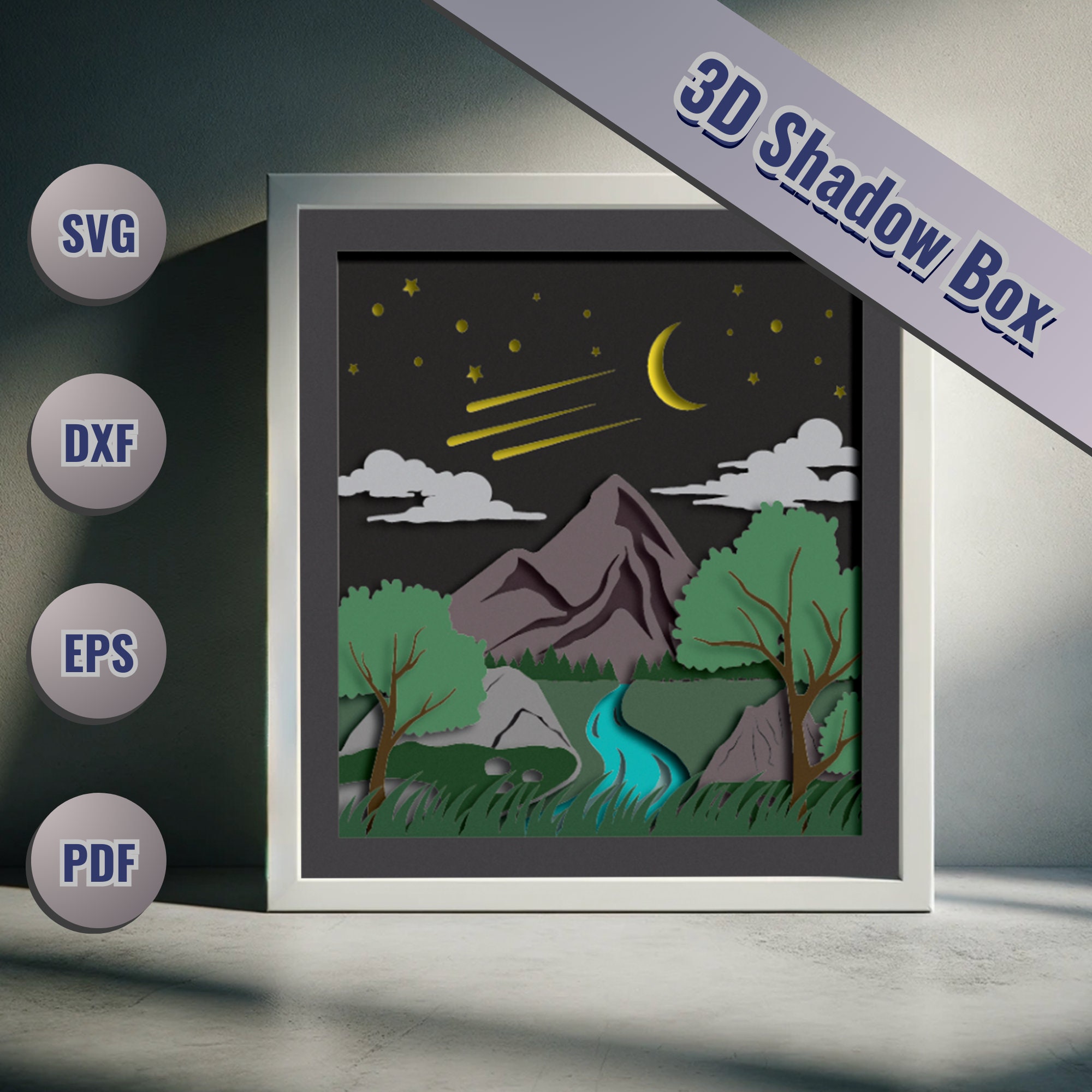3D Shadow Box Multilayer SVG, Shadow Box, Paper Model, Paper Crafts ...