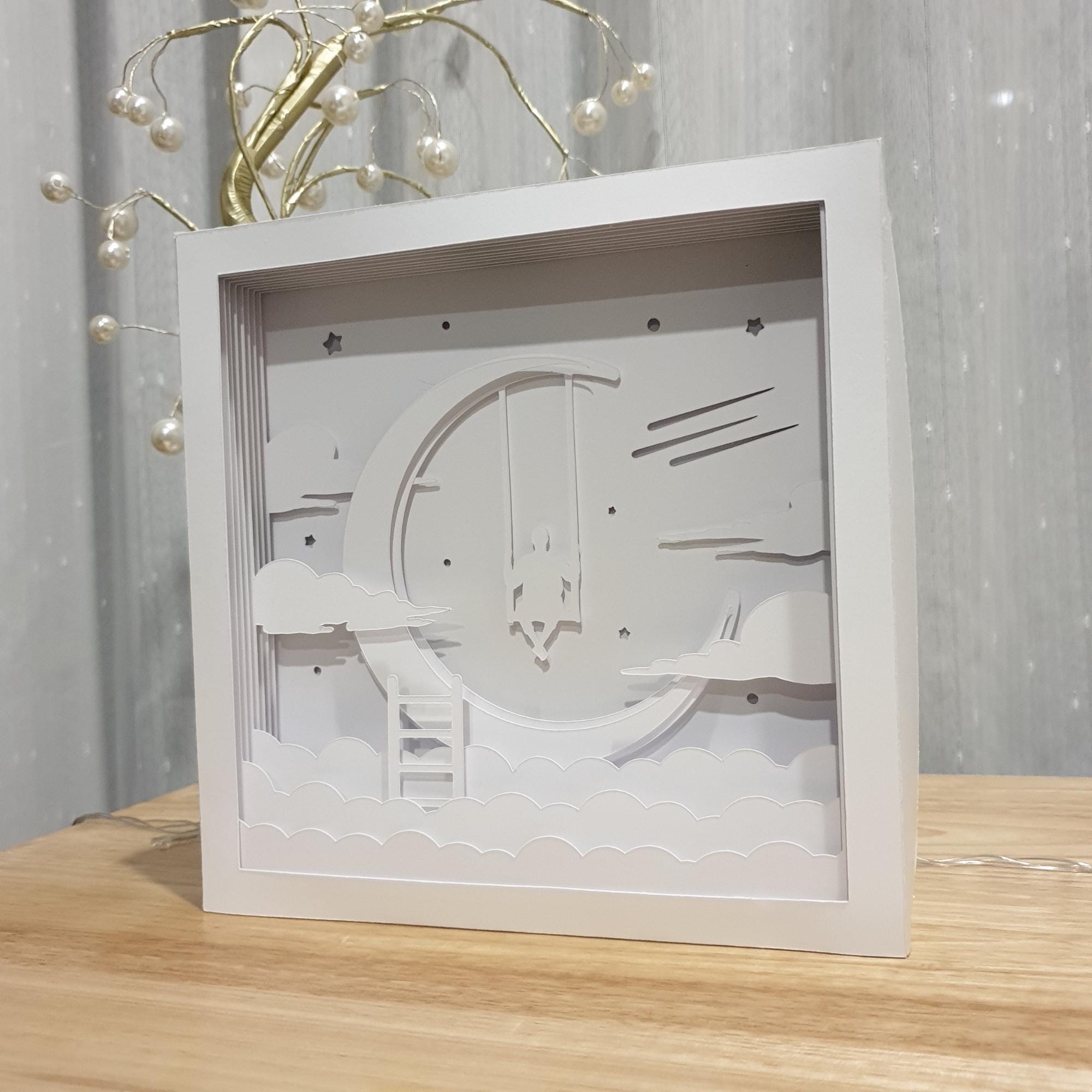 Moon and Cloud Shadow Box SVG, 3D Light Box SVG, Lantern Svg Cricut ...