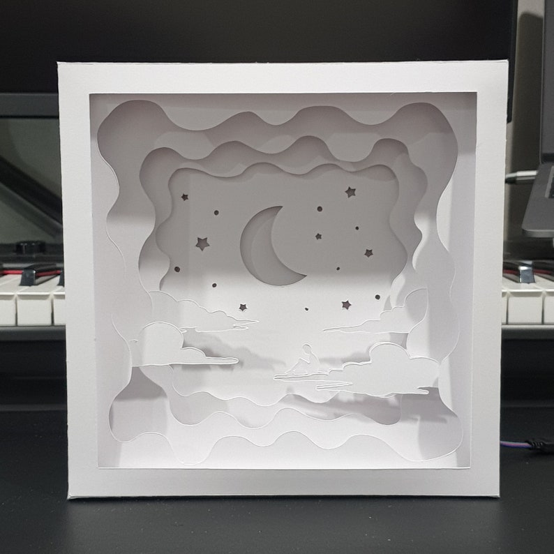 3D Light Box, Layered Paper Art, Multilayer SVG, Card Box Model, Paper ...