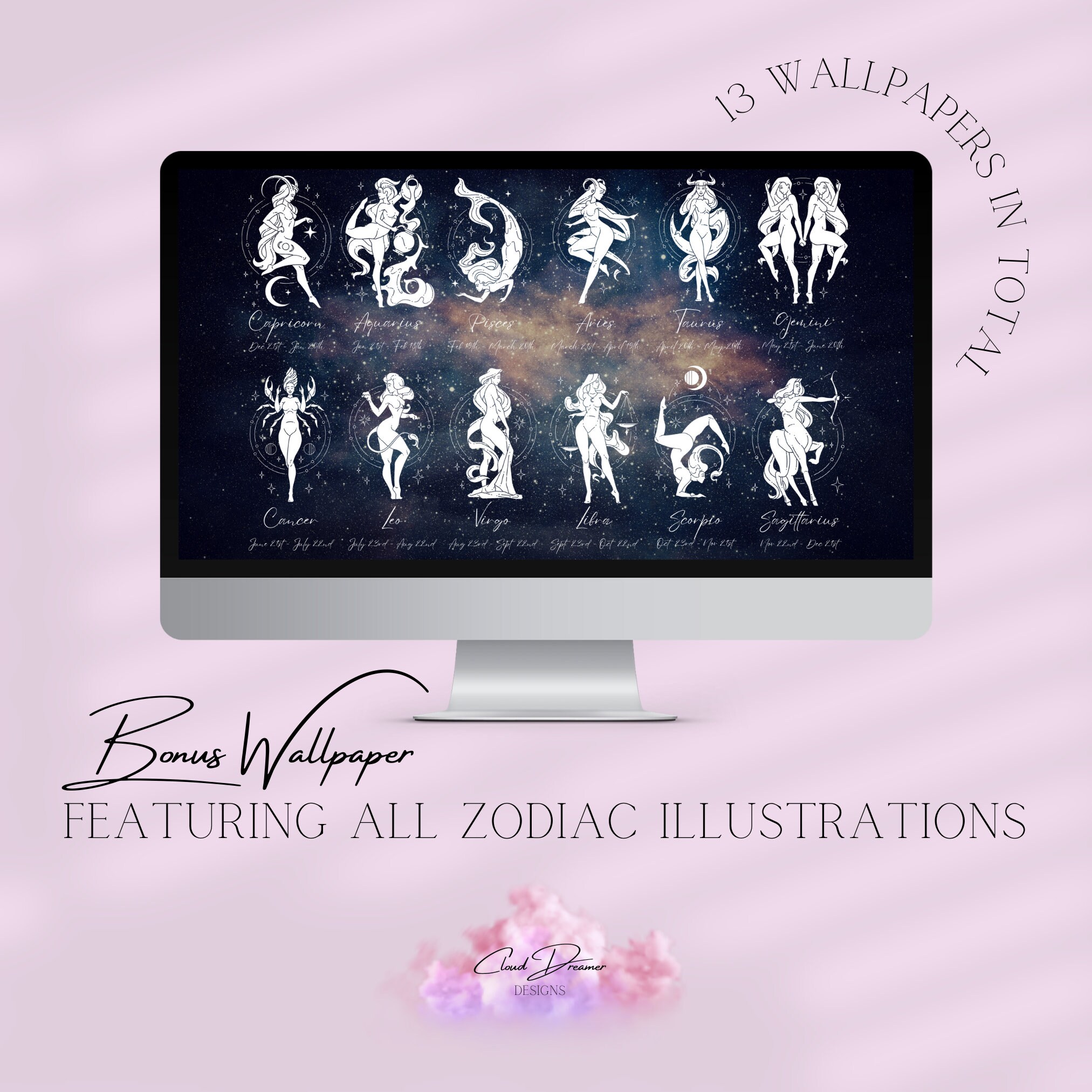 Zodiac Desktop Wallpaper 2024 Calendar Horoscope Backgrounds Galaxy ...
