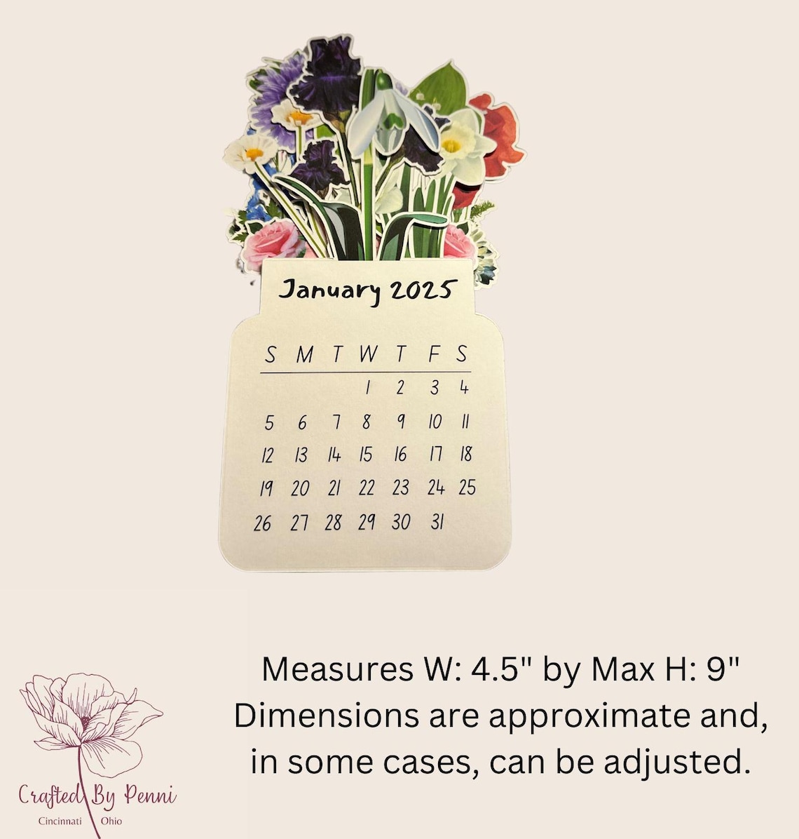 Printable Standing Calendar Featuring the Flowers of the Month Through ...