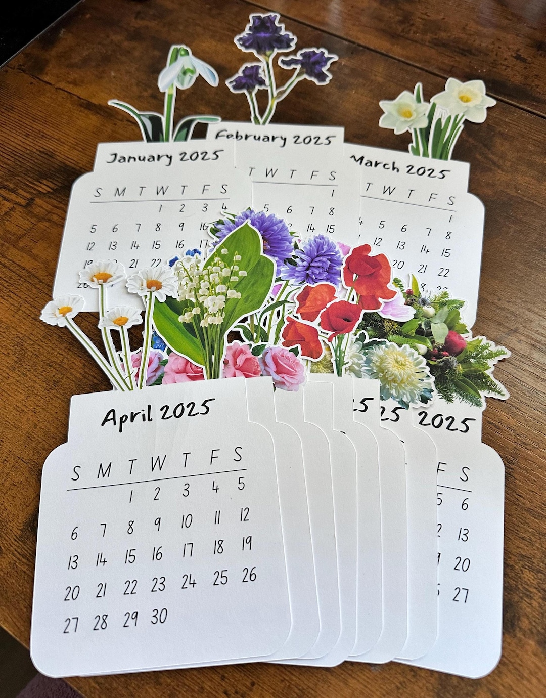 Printable Standing Calendar Featuring the Flowers of the Month Through ...
