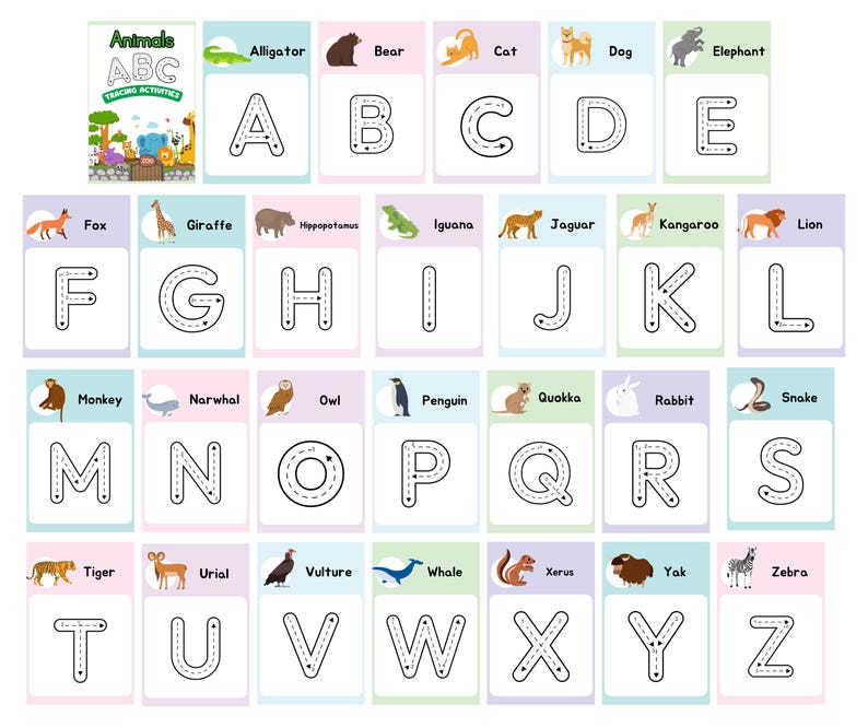 Alphabet Tracing Worksheets for Kids, Printable Tracing Workbook ...