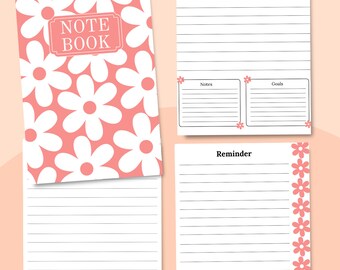 Printable Notebook, Printable Notebook Bundle, Daisy, Calendar, Planner ...