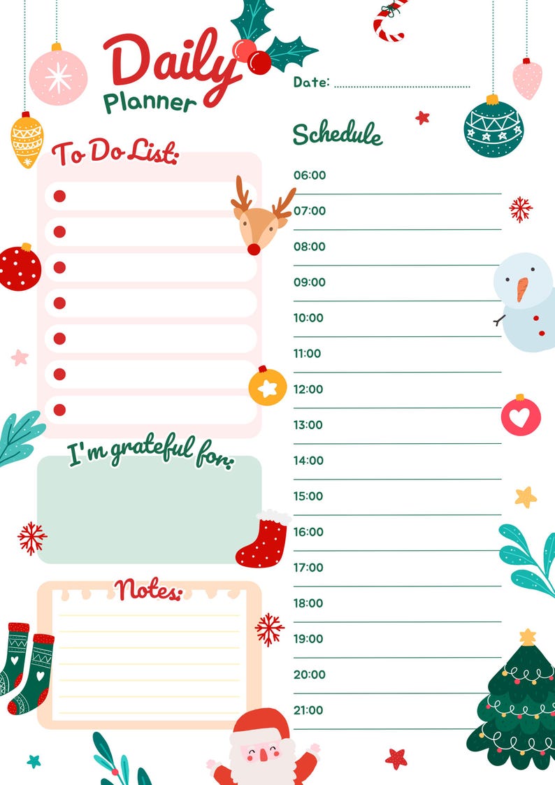 Christmas Printable Christmas Planner Printable Weekly Daily Note A4 ...