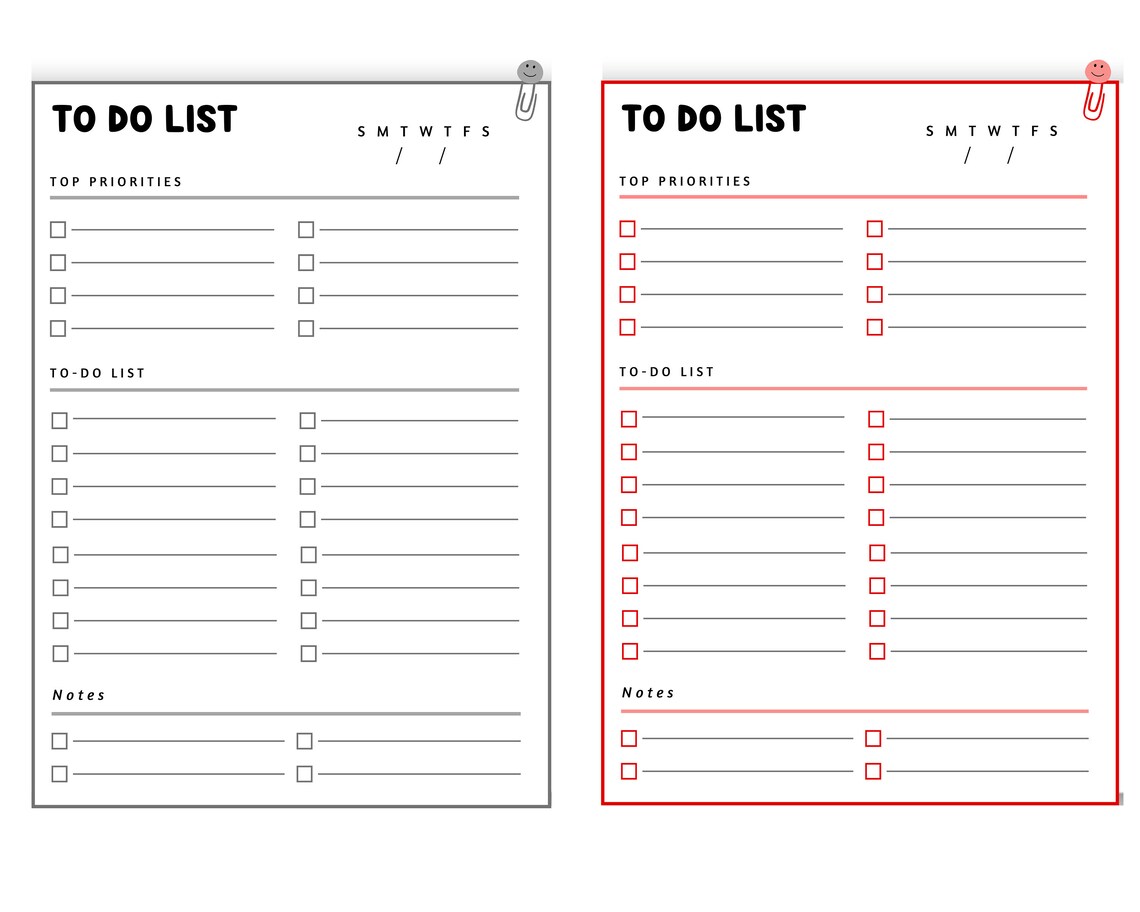 Printable to Do List Daily, Weekly To-do Pdf Planner Checklist A4 and ...