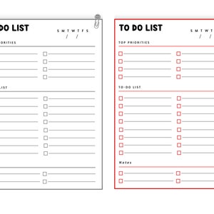 Printable to Do List Daily, Weekly To-do Pdf Planner Checklist A4 and ...