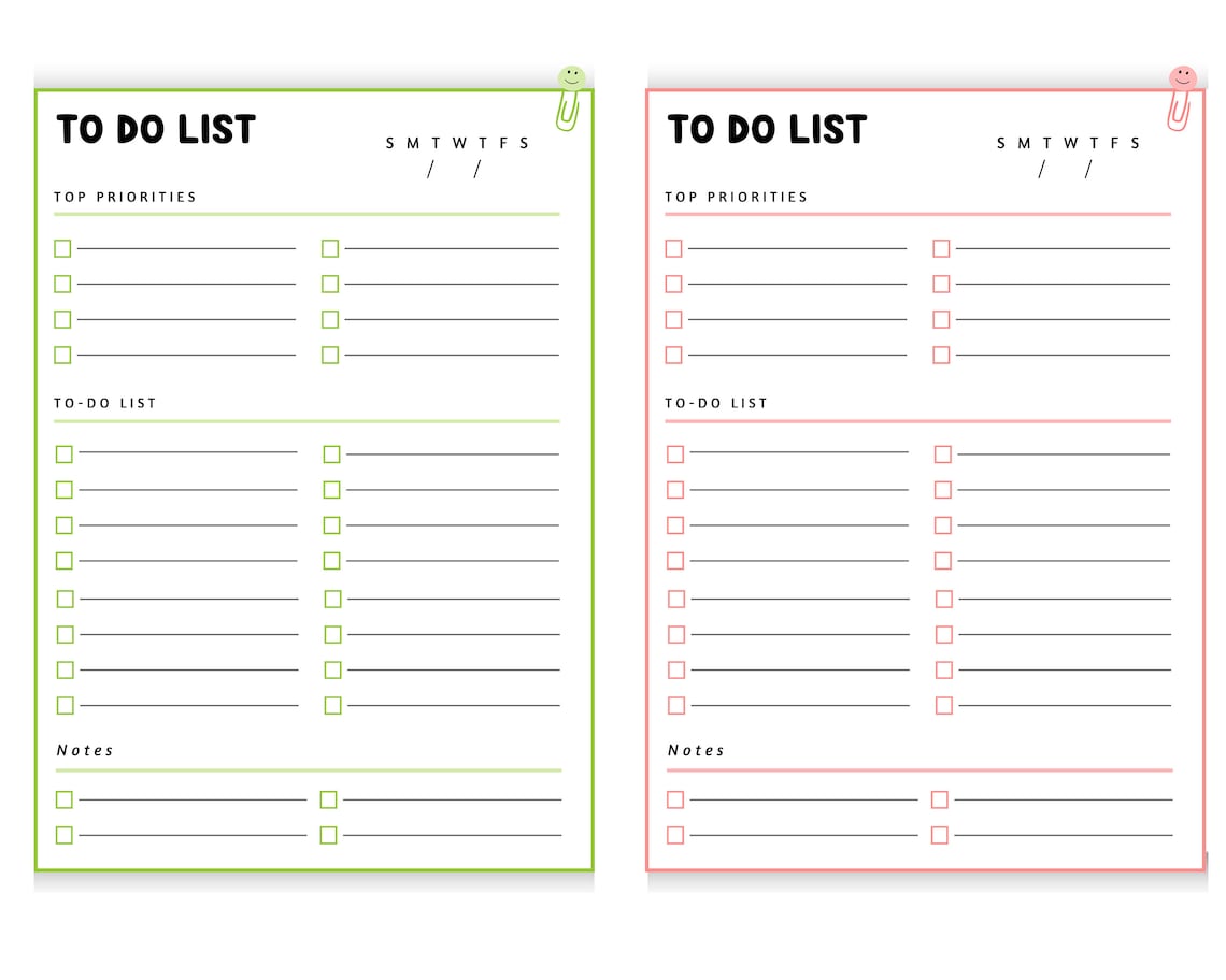 Printable to Do List Daily, Weekly To-do Pdf Planner Checklist A4 and ...