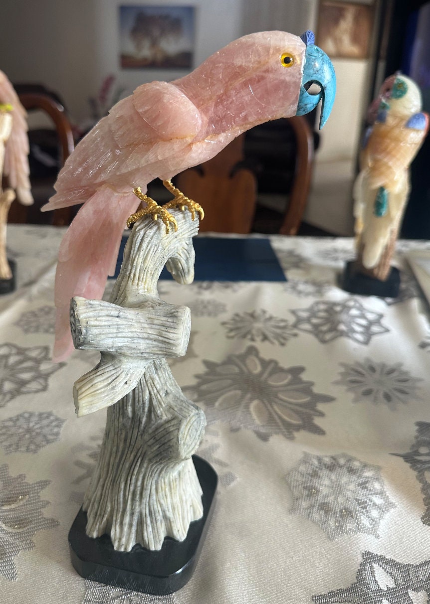 Rose Quartz Bird Sculptures - Etsy