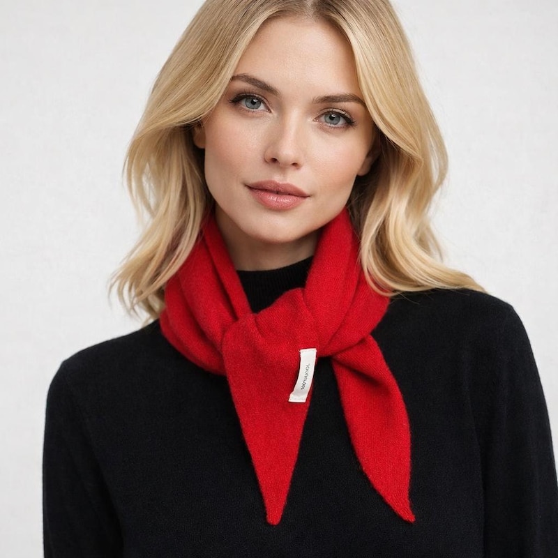 Red Wool Bandana Scarf - Etsy