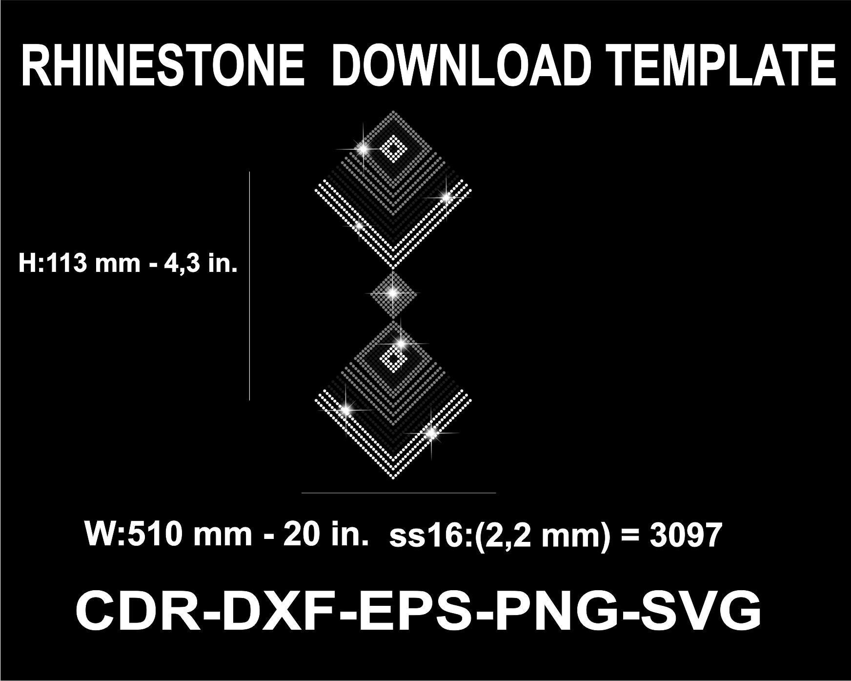 Diamond Sleeve Rhinestone Template, Ribbon Rhinestone Ss6 ,PNG ,SVG ...