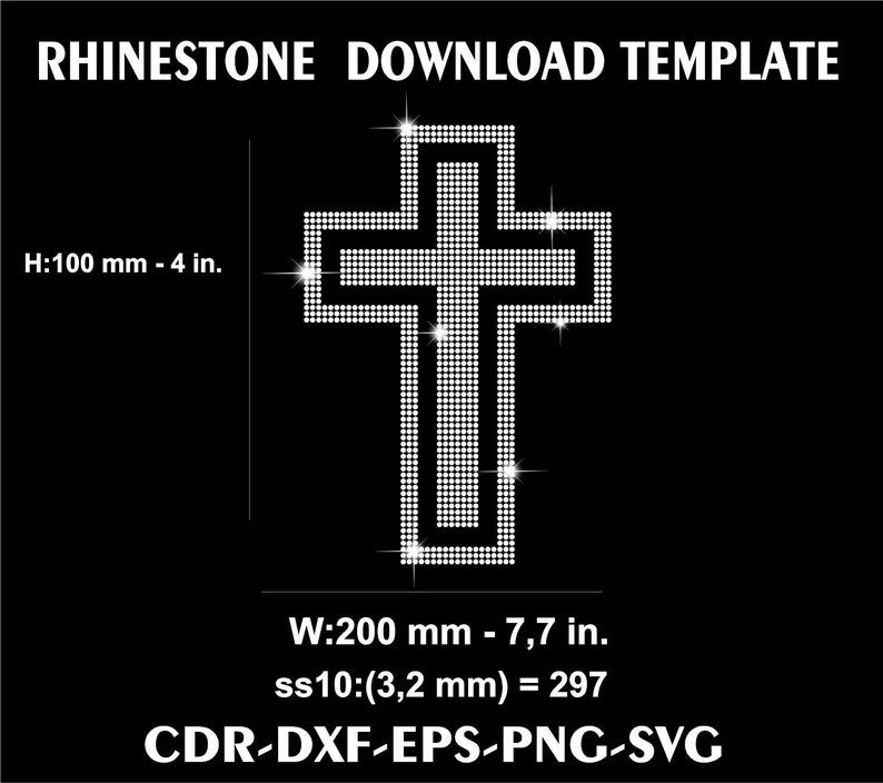 Cross Rhinestone Jesus Desing, Rhinestone Template for Shirt ,PNG ,SVG ...
