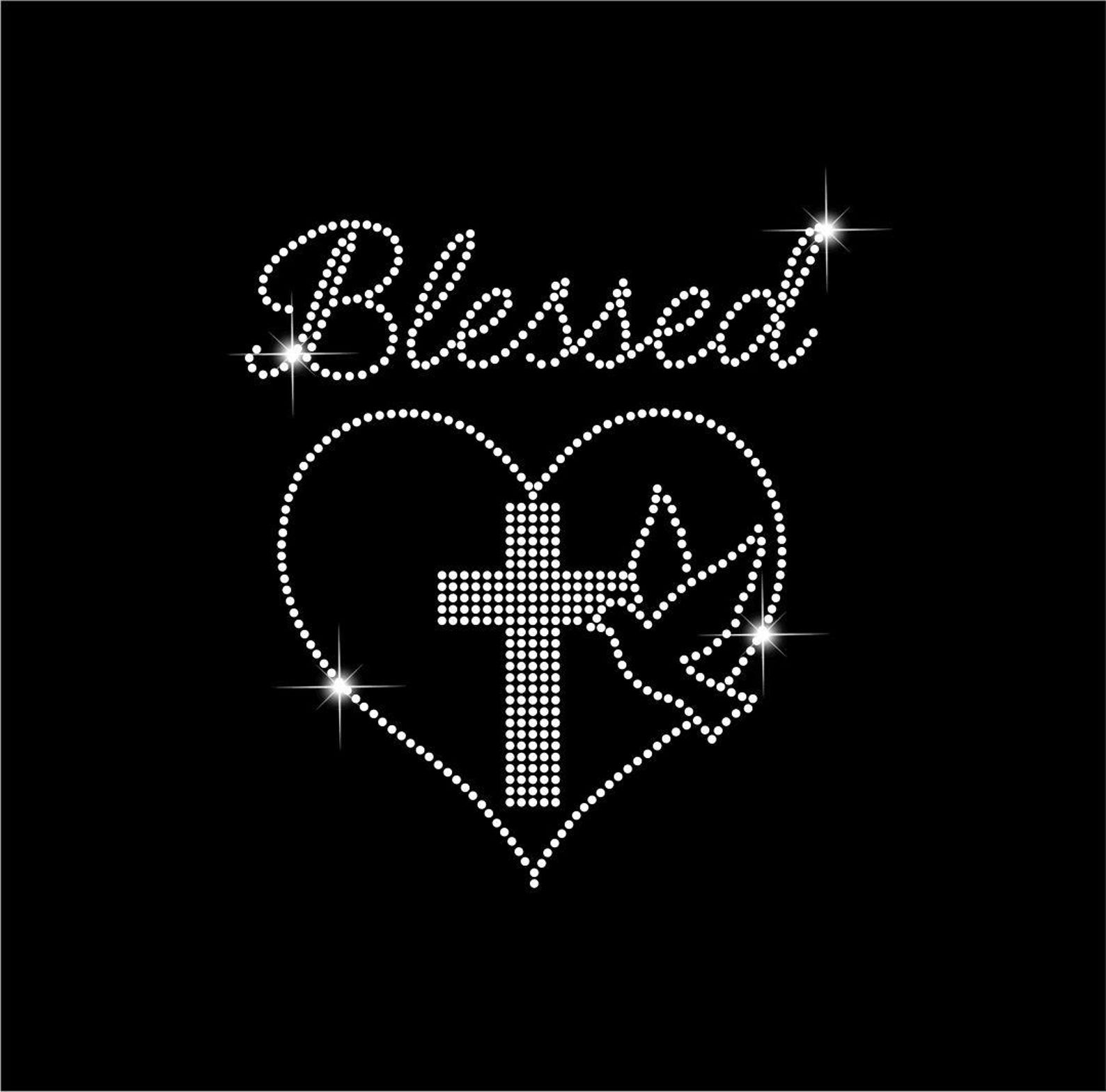 Blessed Rhinestone Template: Cross, Heart, Dove Christian Design ...