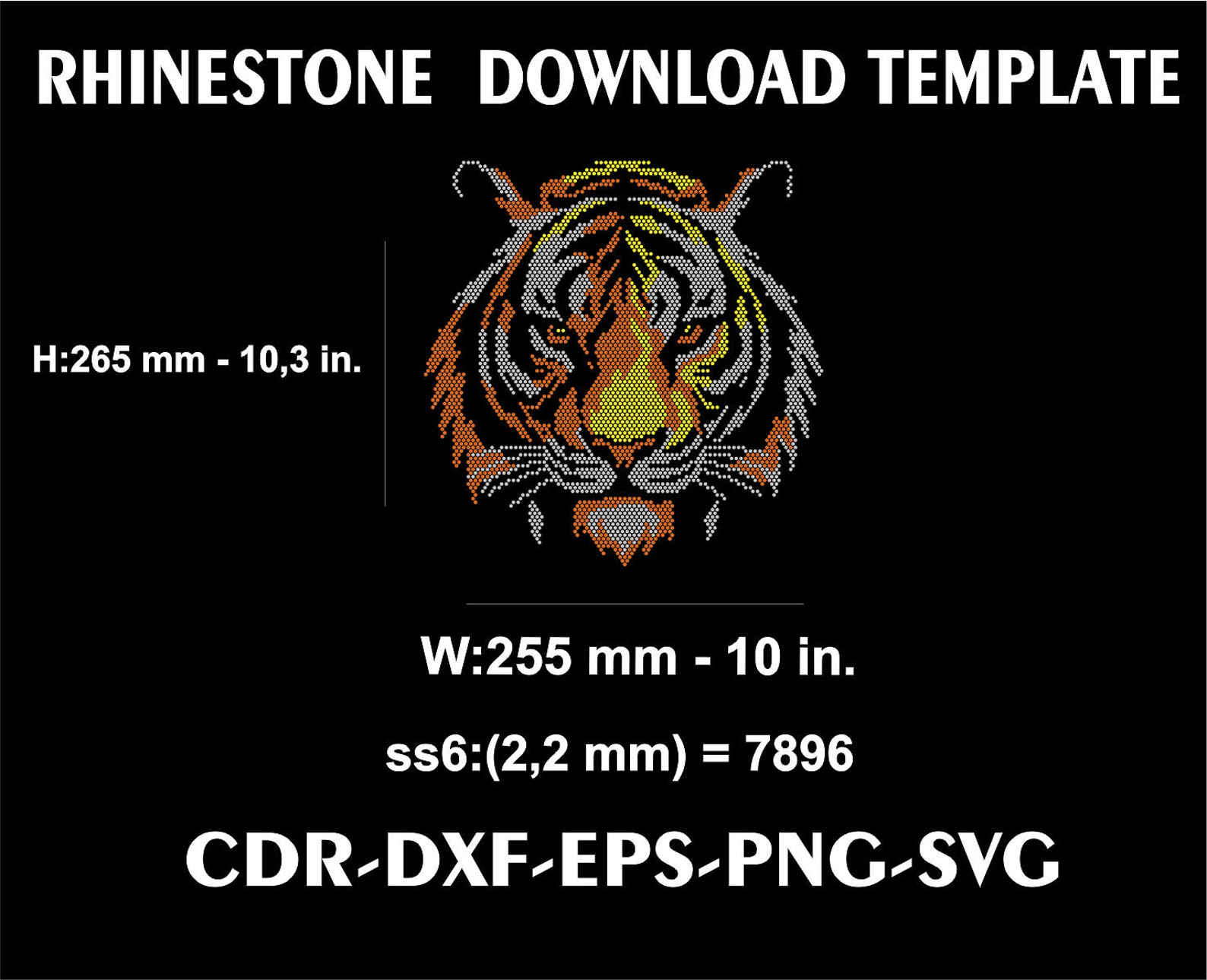 Tiger Rhinestone Template,tiger Svg Pattern,svg ,tiger Design ...