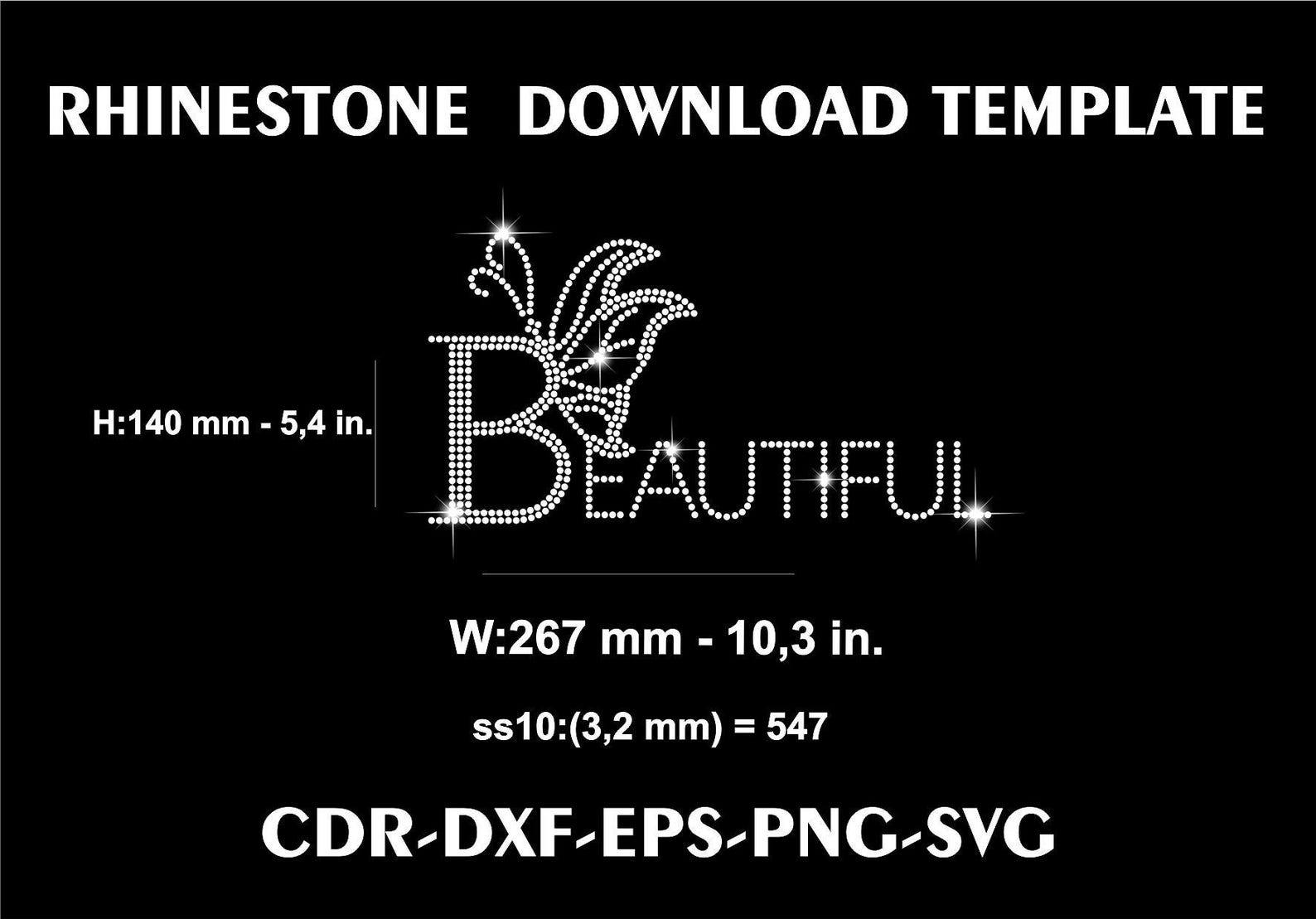 Butterfly Rhinestone Pattern SVG: Cricut Template (digital Download) - Etsy
