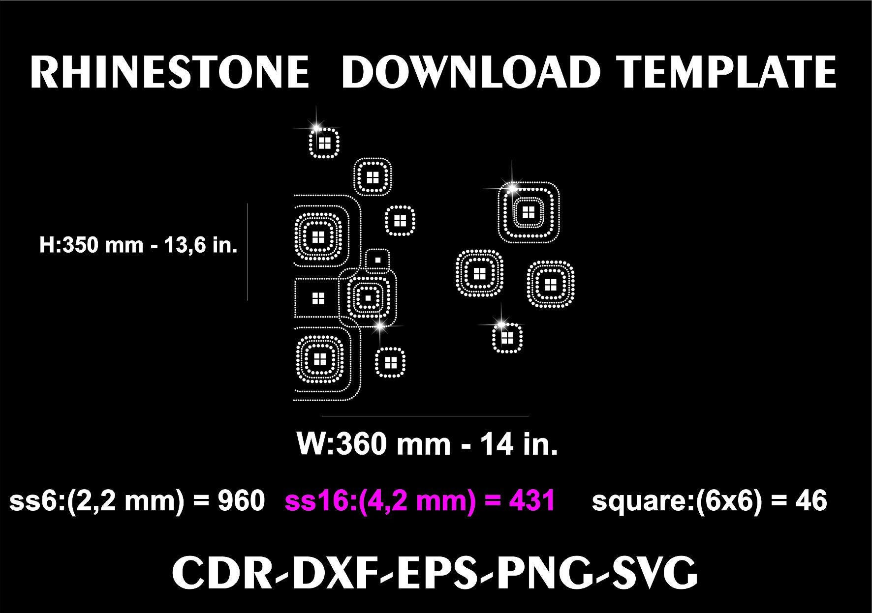 Rhinestone Square Pattern Template: SVG, Cricut, SS6, SS16 (digital ...