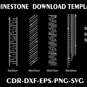 Rhinestone Template, Ss6, Ss10 SVG, PNG, Digital Various Strips,digital ...