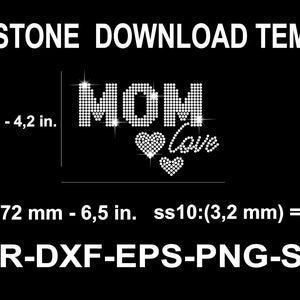 Mom Heart Rhinestone Pattern, SVG Pattern, Mom Heart Design, Mom Heart ...