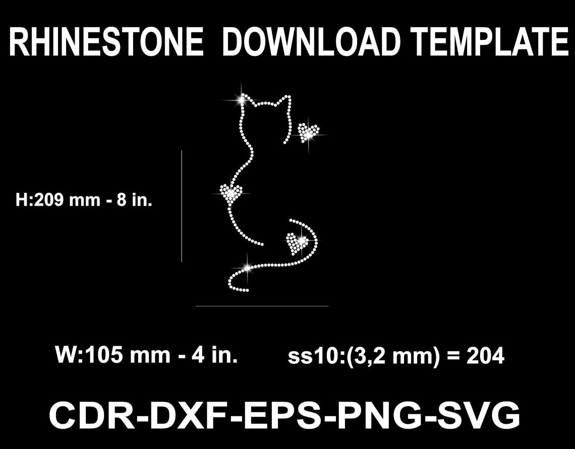Cat Heart Design,cat Rhinestone Template, Cat Pattern, SVG,PNG Shirt ...
