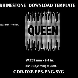 Queen Rhinestone Template, Queen Pattern, Ss10 Queen Digital Svg,png ...