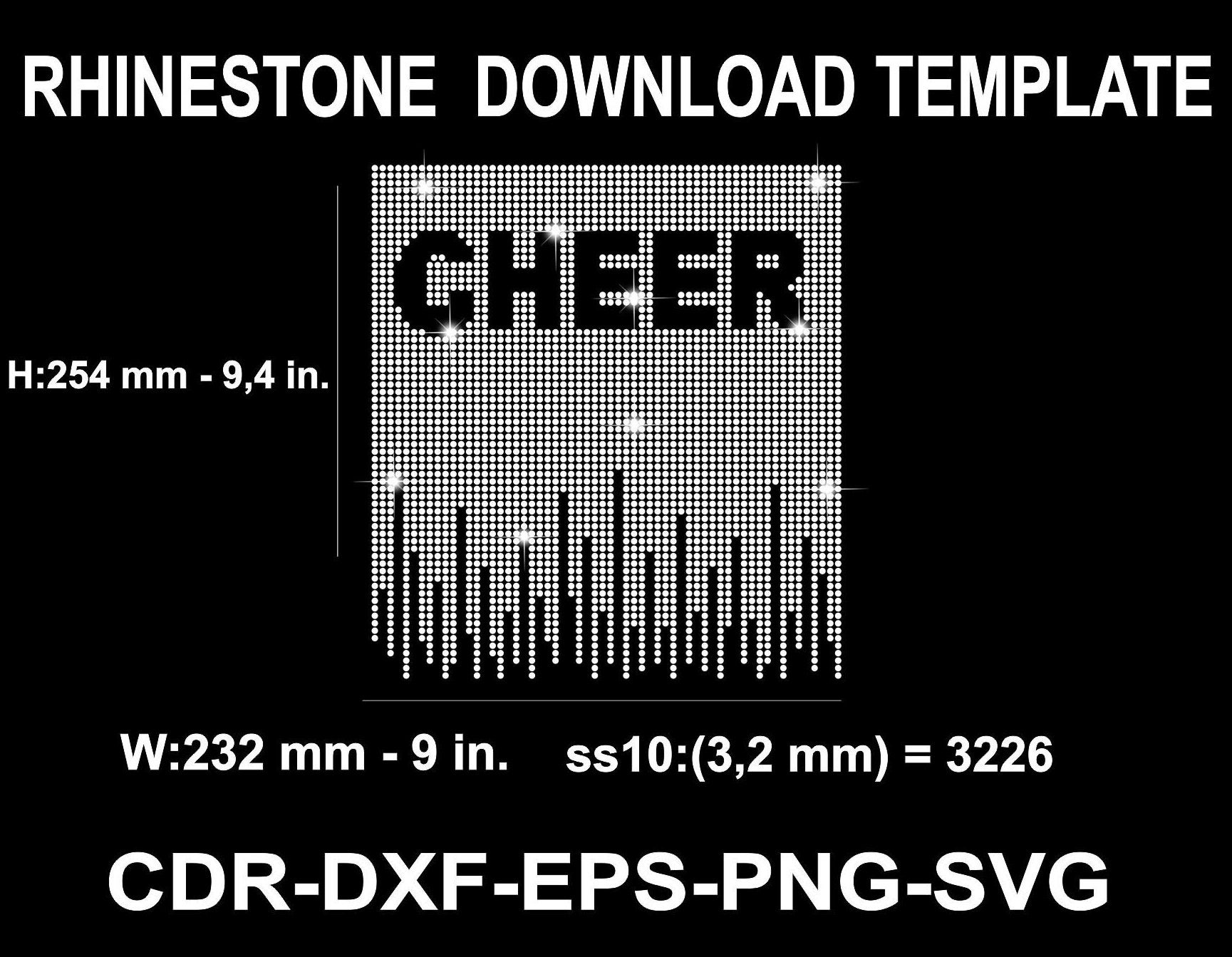 Cheer Rhinestone Template, SVG File Instant Download, Cheer Scatter ...