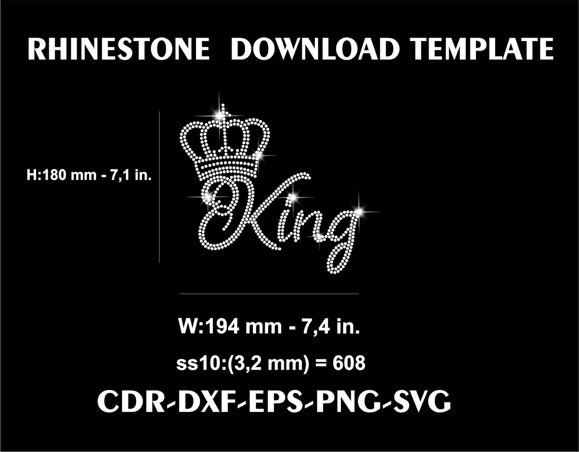 King Crown Rhinestone Template, Ss10 King Pattern,stone Design Crown ...