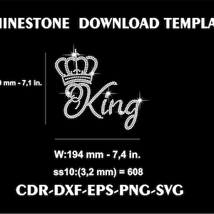 King Crown Rhinestone Template, Ss10 King Pattern,stone Design Crown ...