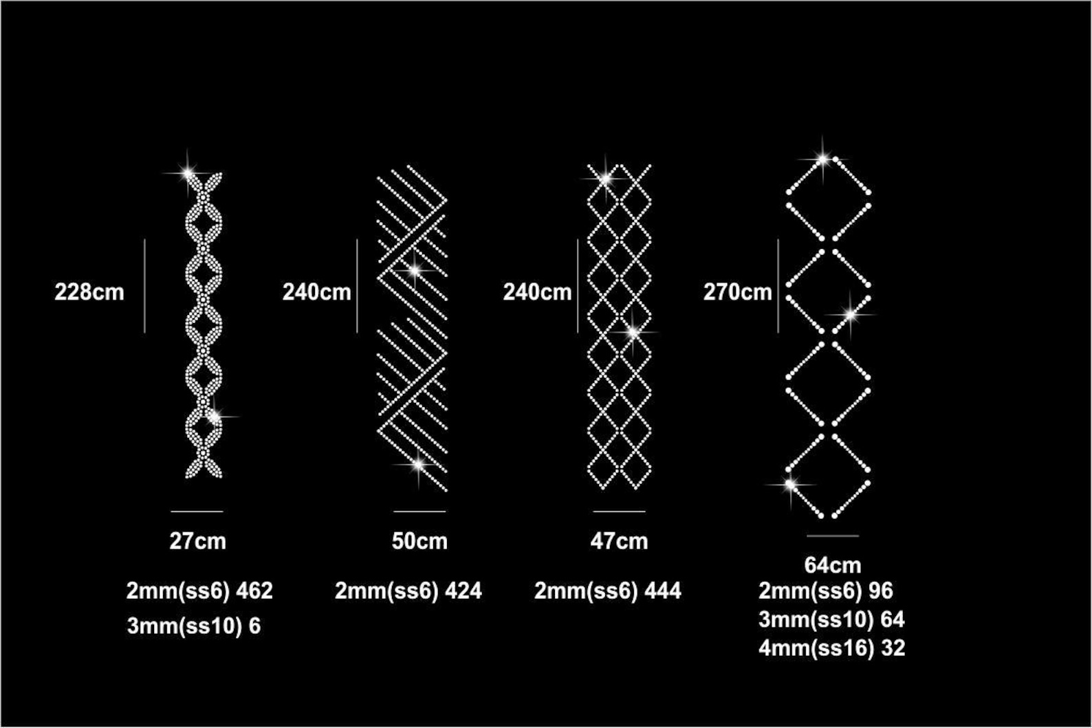 Rhinestone Template, Ss6, Ss10 SVG, PNG, Digital Various Strips,digital ...